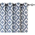 Amazon.com: jinchan Linen Curtains for Living Room Geometric Ogee ...