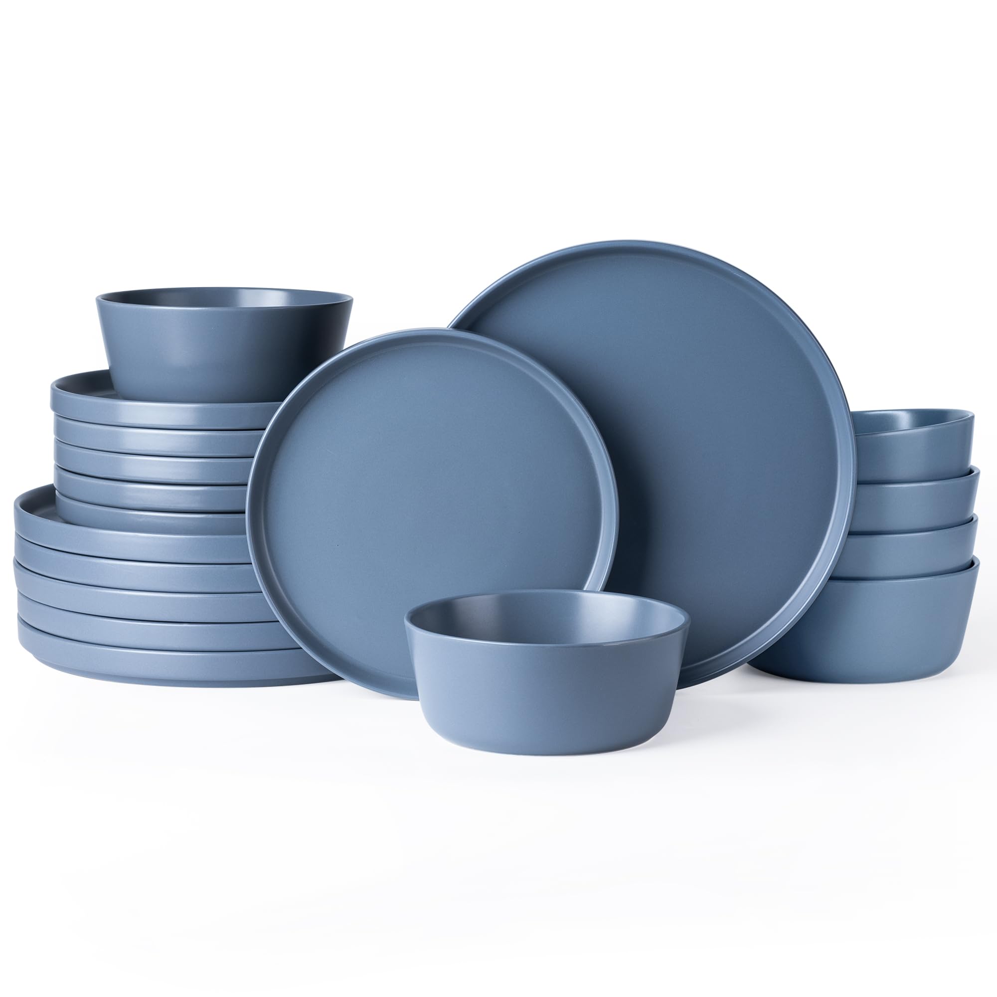 AmorArc Ceramic Dinnerware Sets of 6, Modern Flat Stoneware Plates and ...