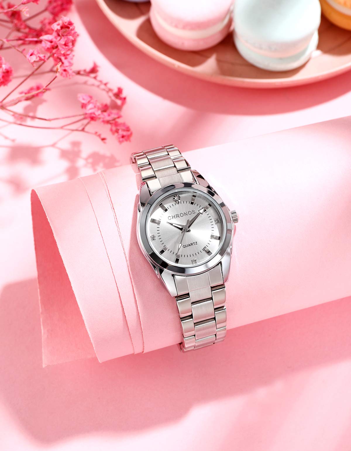 Mua CHRONOS Women Girls Waterproof Stainless Steel Quartz Watch Round ...
