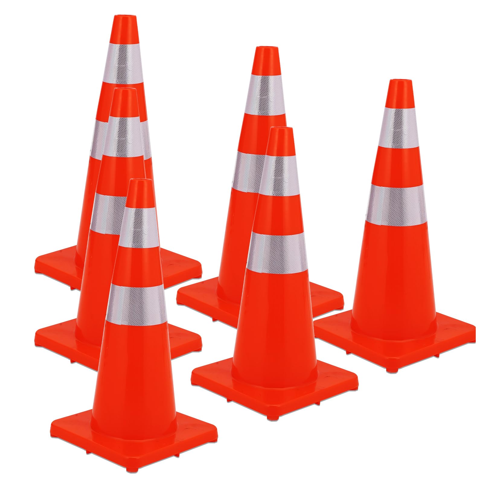 PioneerWorks 6 Pack Traffic Safety Cones 36 inch, PVC Orange Cones with ...