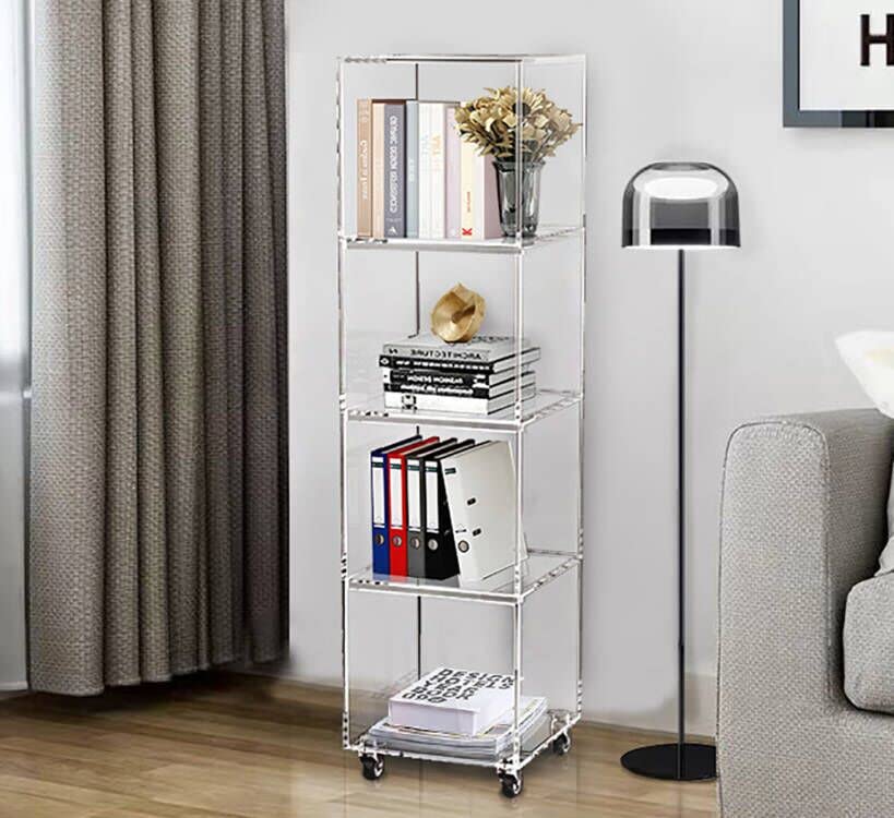 ONELUX 5-Tier Acrylic Corner Shelves Square Display Rack, Multipurpose ...