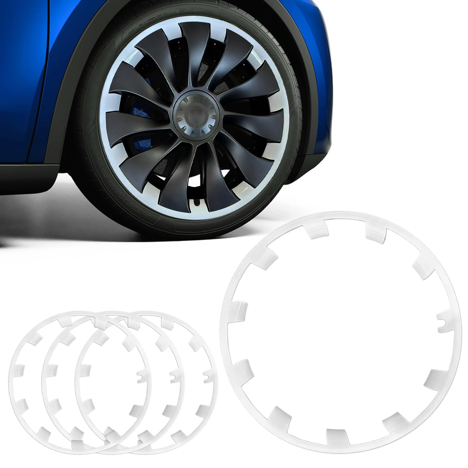 4 PCS Tire Trim Rings, Fit Tesla Model Y 2017-2024 21 Inch Wheel Rim ...