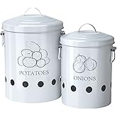WUWEOT 3 Pack Vegetable Storage Tins, Metal Onion Garlic Potato Jars ...