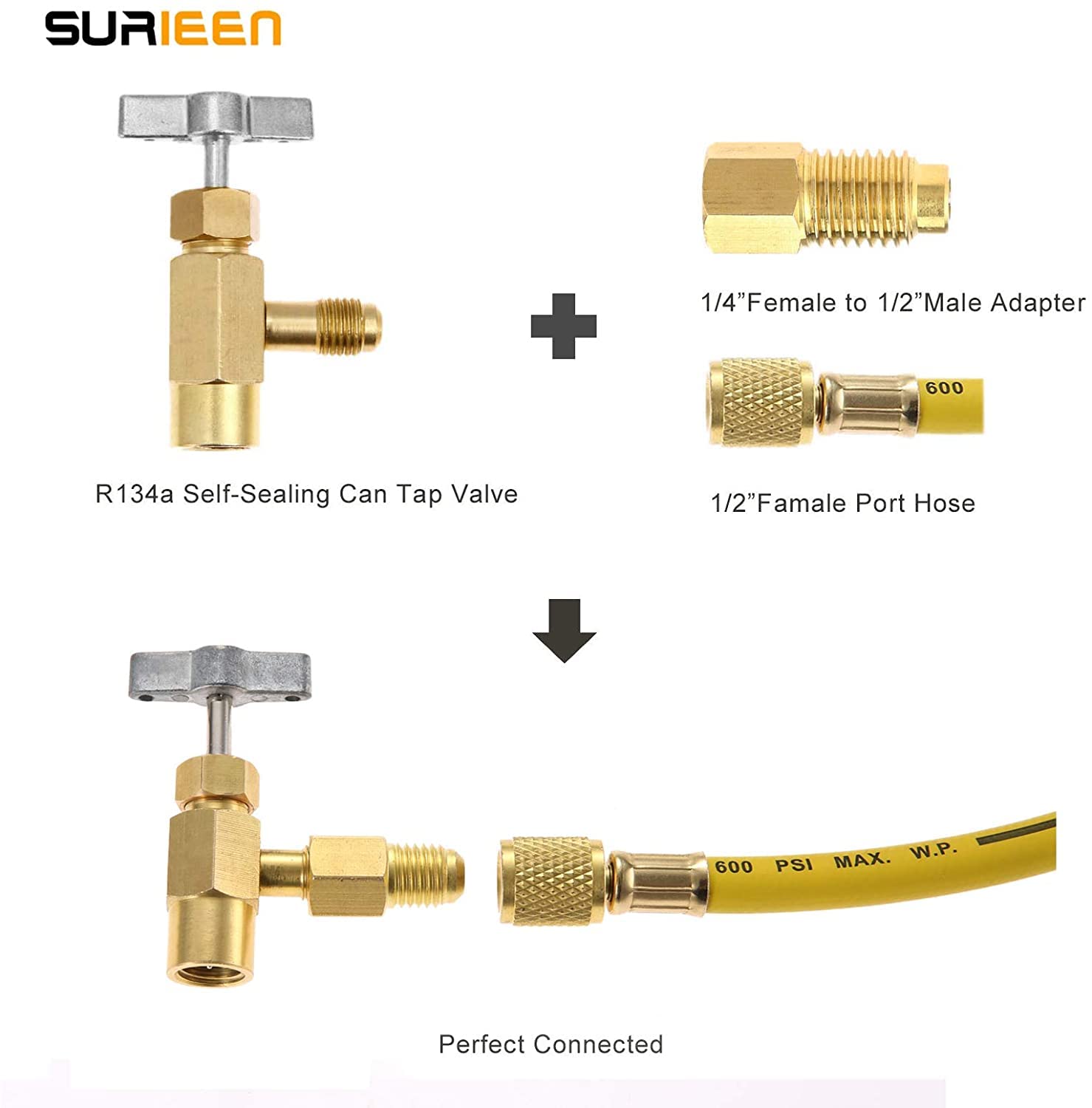 Mua R134A AC Quick Coupler Adapter with Self-Sealing Can Tap Valve Kit ...