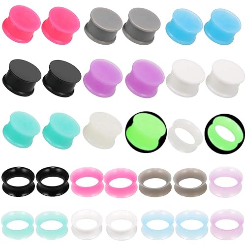Jusway Silicone Ear Plugs and Tunnels for Ear Gauge Piercings - Size 0 ...
