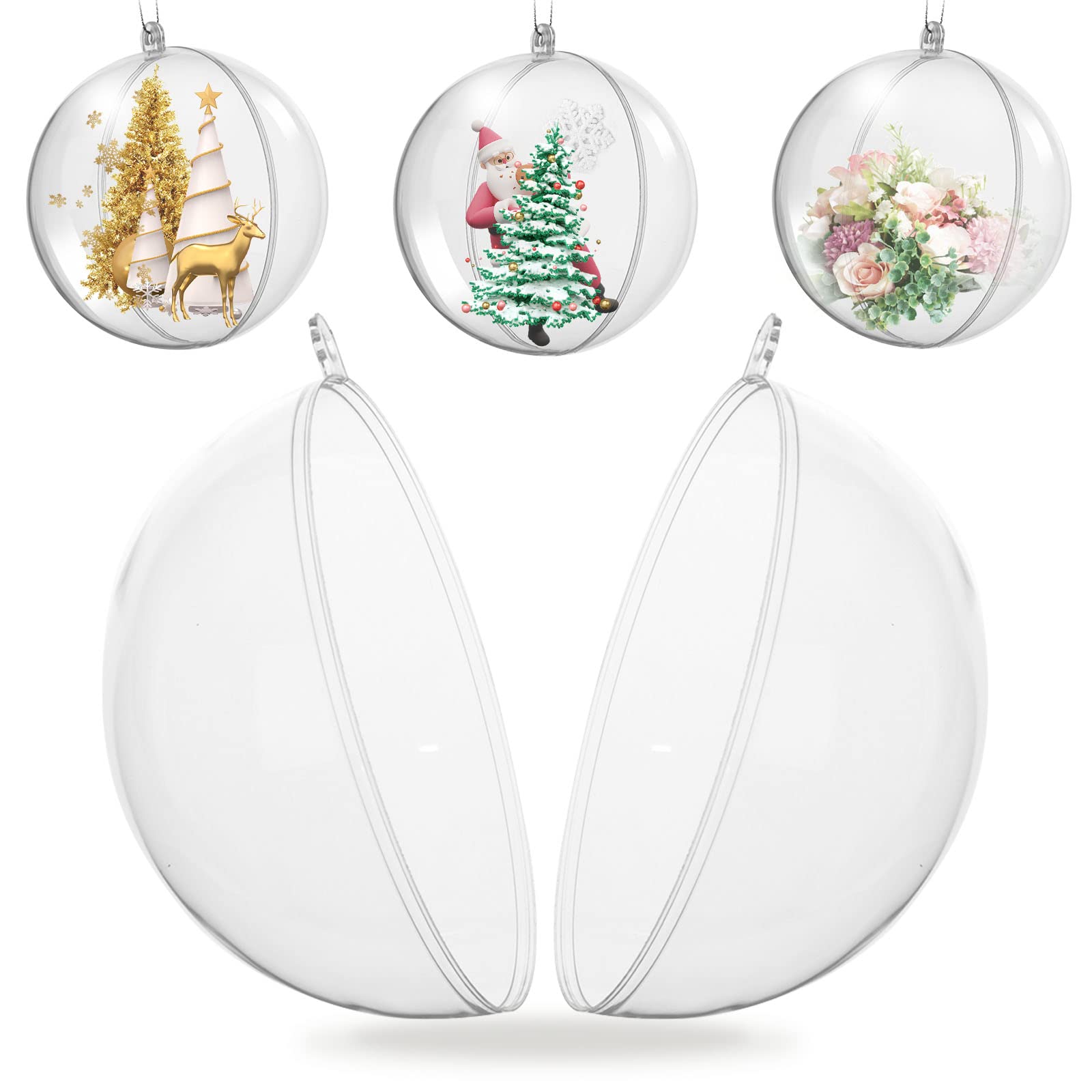 Koogel 20PCS Large Clear Ball Ornaments, 4inch Fillable Christmas Balls ...