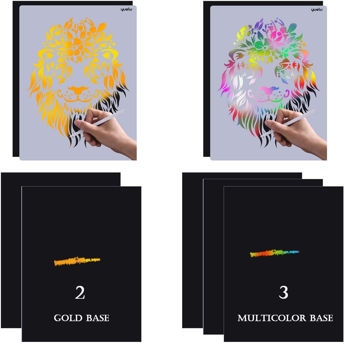 Scratch Art Crafts for Kids & Adult with Templates, Black Paper Magic ...