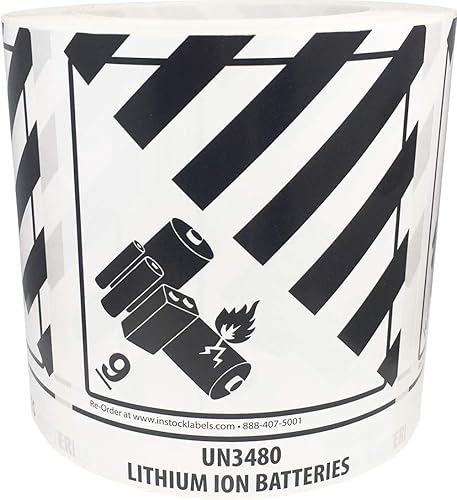 Hazard Class 9 D.O.T. UN3480 Lithium Ion Batteries Labels 4 x 4 3/4 ...