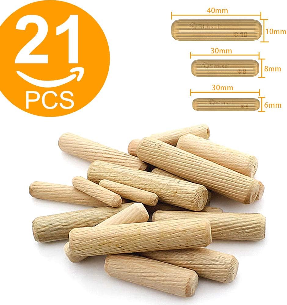Act 21 Pcs Assorted Wooden Dowels M6 M8 M10 Hard Wood Grooved Plugs ...