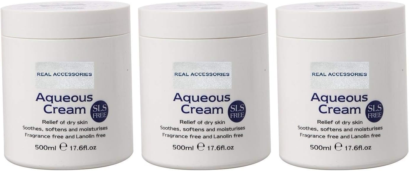 3 PACK X 500ml SLS FREE Aqueous Body Cream Emollient Large Tub Relief ...
