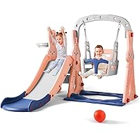 Amazon.com: JOYLDIAS 4 in 1 Toddler Slide and Swing Set, Kid Climber ...
