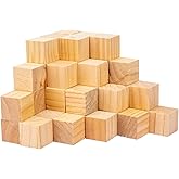 Amazon.com: 8PACK Wooden Blocks for Crafts, Unfinished Wood Cubes Blocks, 3 Inch Natural Wood ...