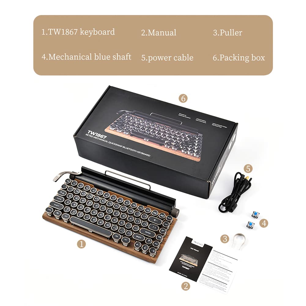 Mua 83-Key Mechanical Keyboard - Retro Typewriter Wireless Bluetooth ...