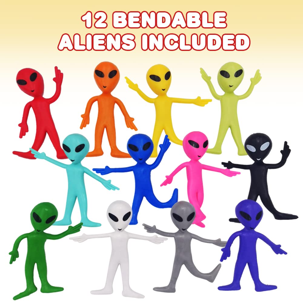 ArtCreativity Bendable Alien Figures (Set Of 12) Bendable Alien Toys ...