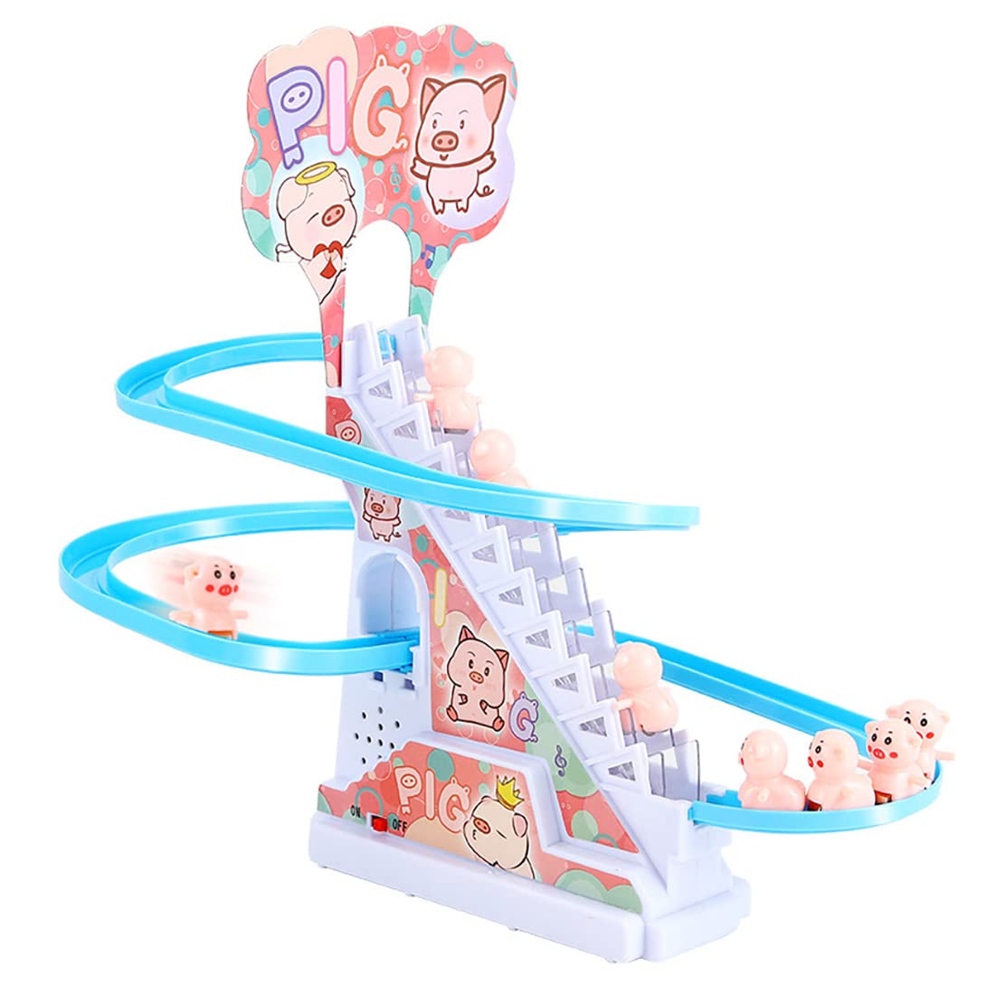 NEXTAKE Pig Slide Toy Set, Funny Automatic Stair-Climbing Pigs ...
