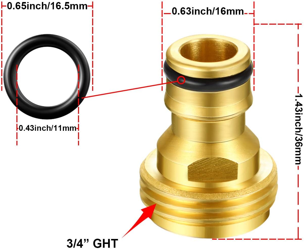 3/4 Inch Brass Garden Hose Quick Connector Water Hose Connector Female Male Hose Coupling ...