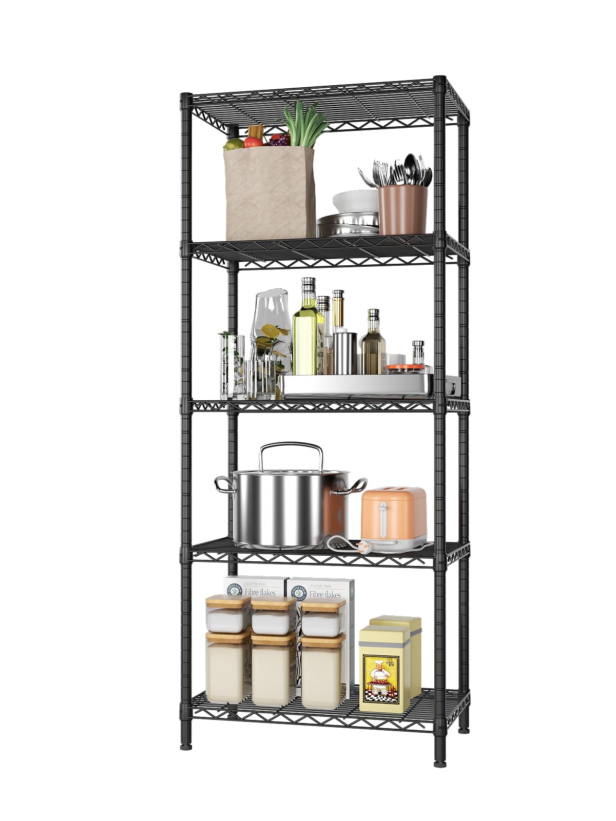 SINGAYE 5 Tier Storage Rack Wire Shelving Unit Storage Shelves Metal ...