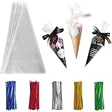 Amazon.com: 200 PCS Clear Cone Treat Bags Cellophane Cone Treat Bags ...