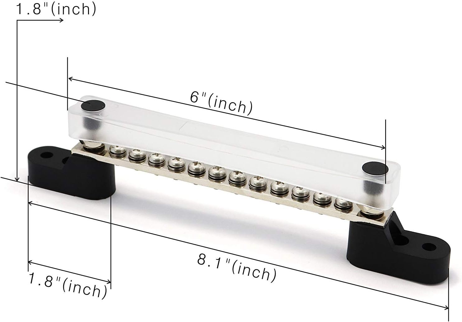 100Amp BusBar 2 M6 Studs 12 M4 Screws Terminals with Cover Kit Bus Bars ...
