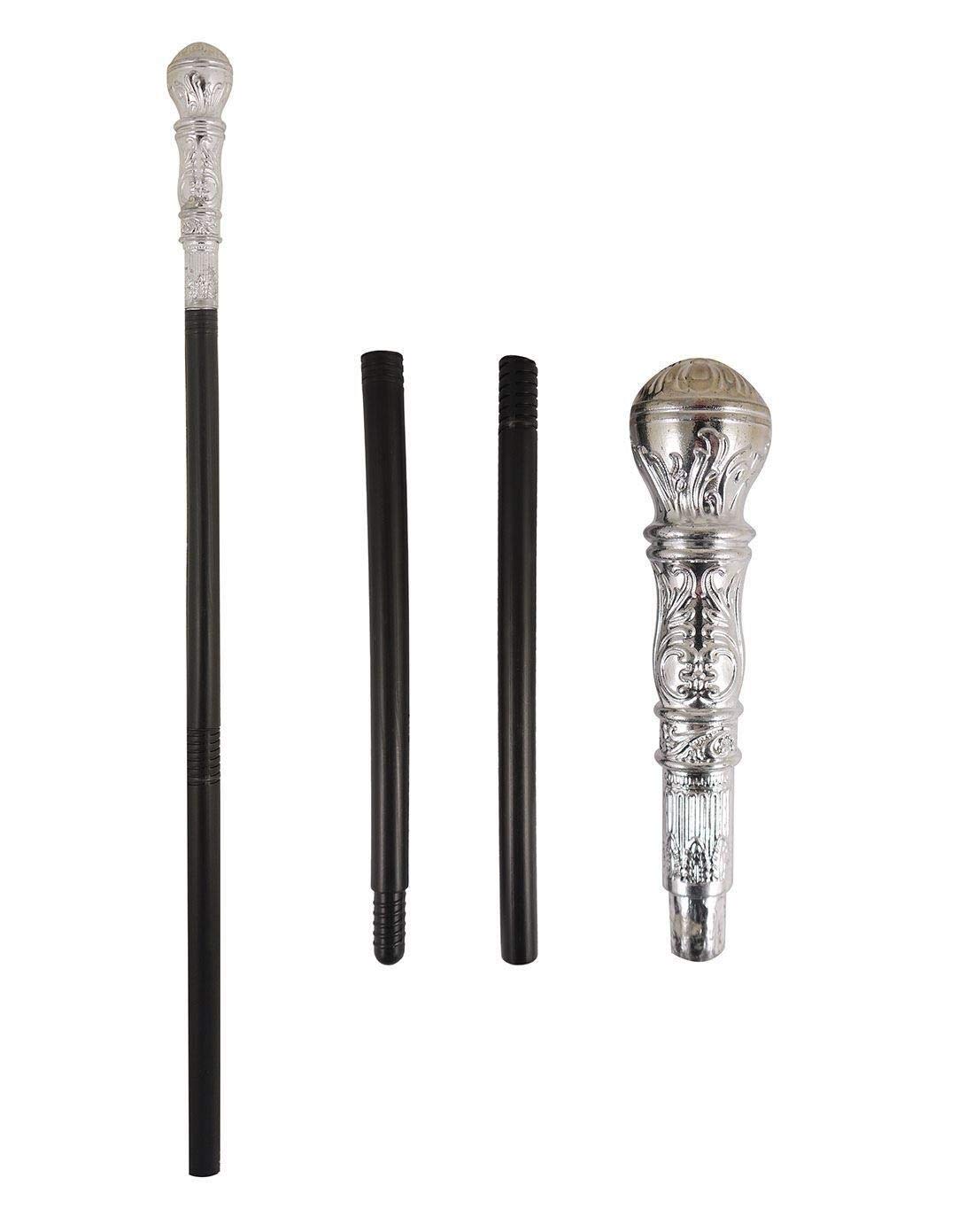 Pimp Stick with Silver Top 3 Pcs Set Black Gangster Hip Hop Cane 70s ...