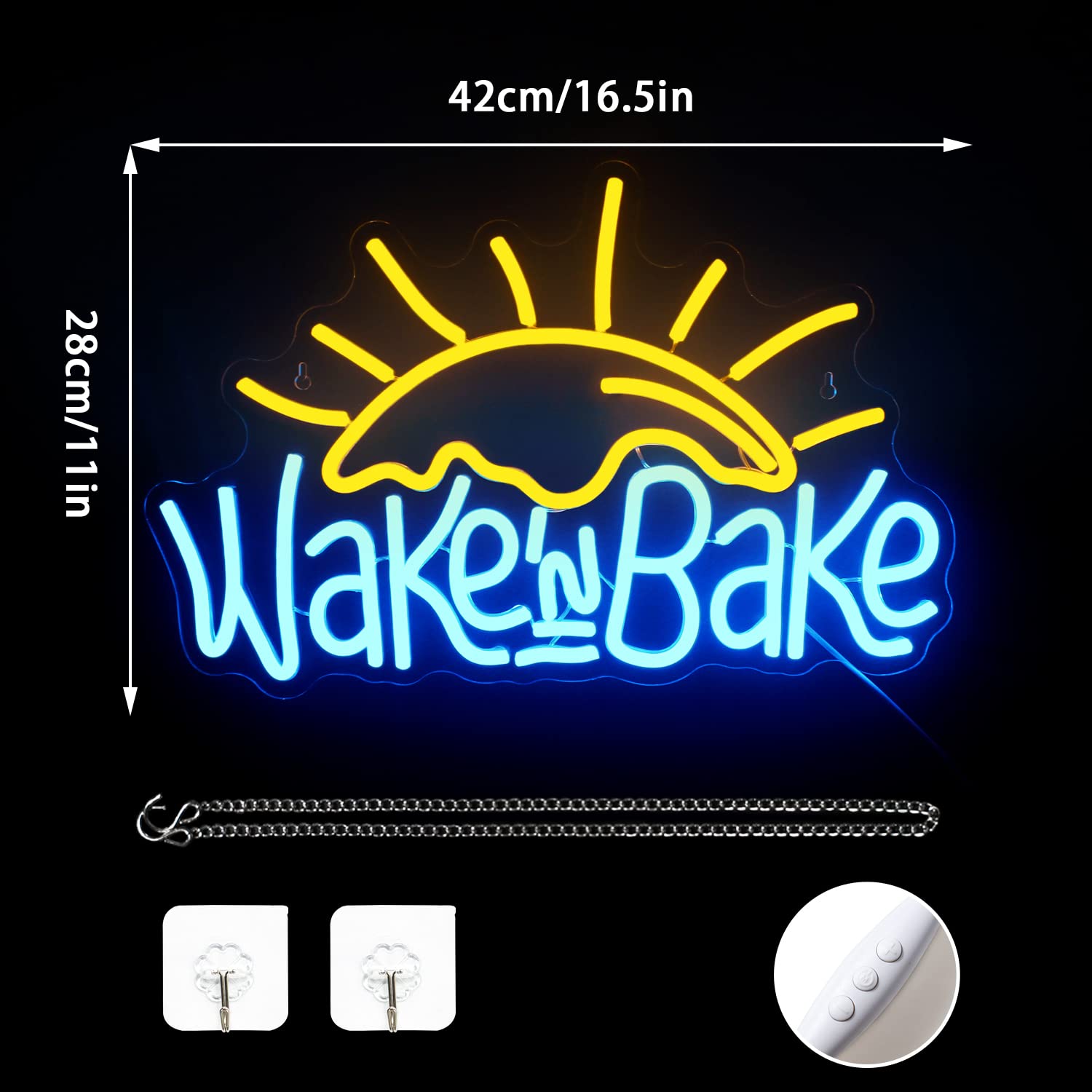 NOSUN Wake In Bake Neon Sign Coffee Bar Neon Signs For Wall Decor With ...