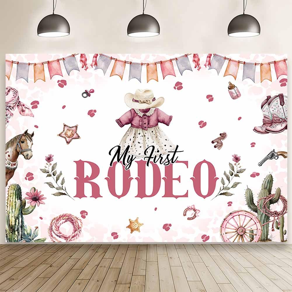 MEHOFOND 7x5ft My First Rodeo Backdrop Western Cowgirl 1st Birthday ...