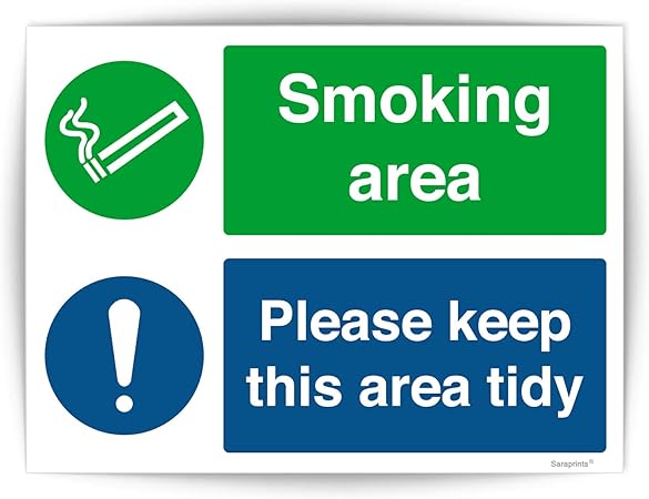Smoking Area Sign Self Adhesive Waterproof Vinyl Sticker 150mmx200mm ...
