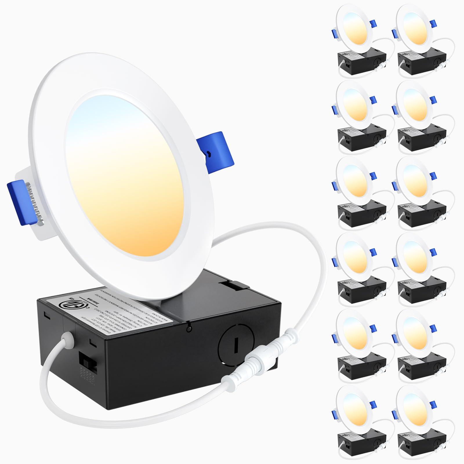 Ensenior 12 Pack 4 Inch Ultra-Thin LED Recessed Wafer Light with ...