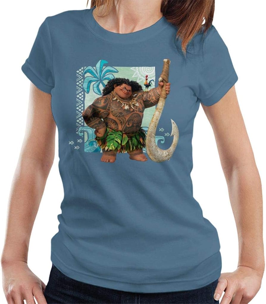 Disney Moana Maui and Heihei Women's T-Shirt: Amazon.co.uk: Clothing