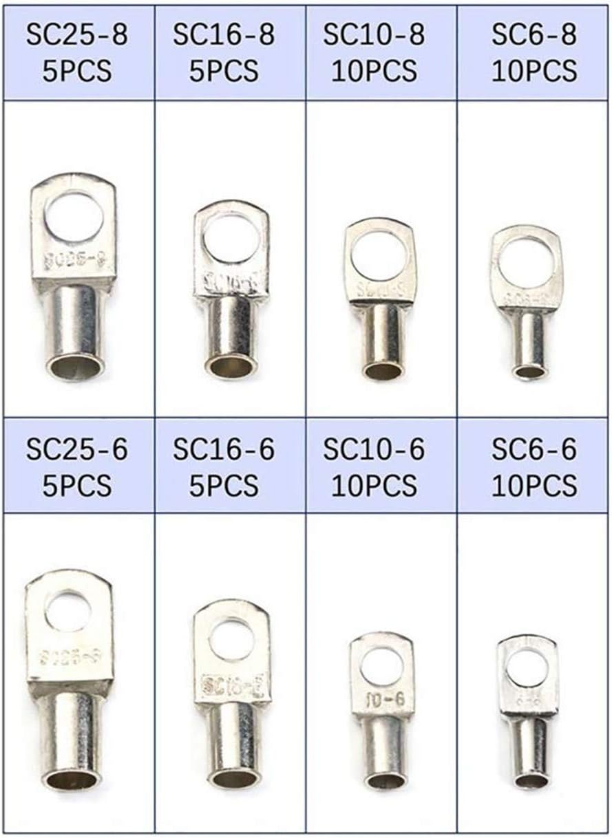 Dyna-living 60PCS Bolt Hole Tinned Copper Terminals Set-Wire terminals Connector Cable lugs Ring ...