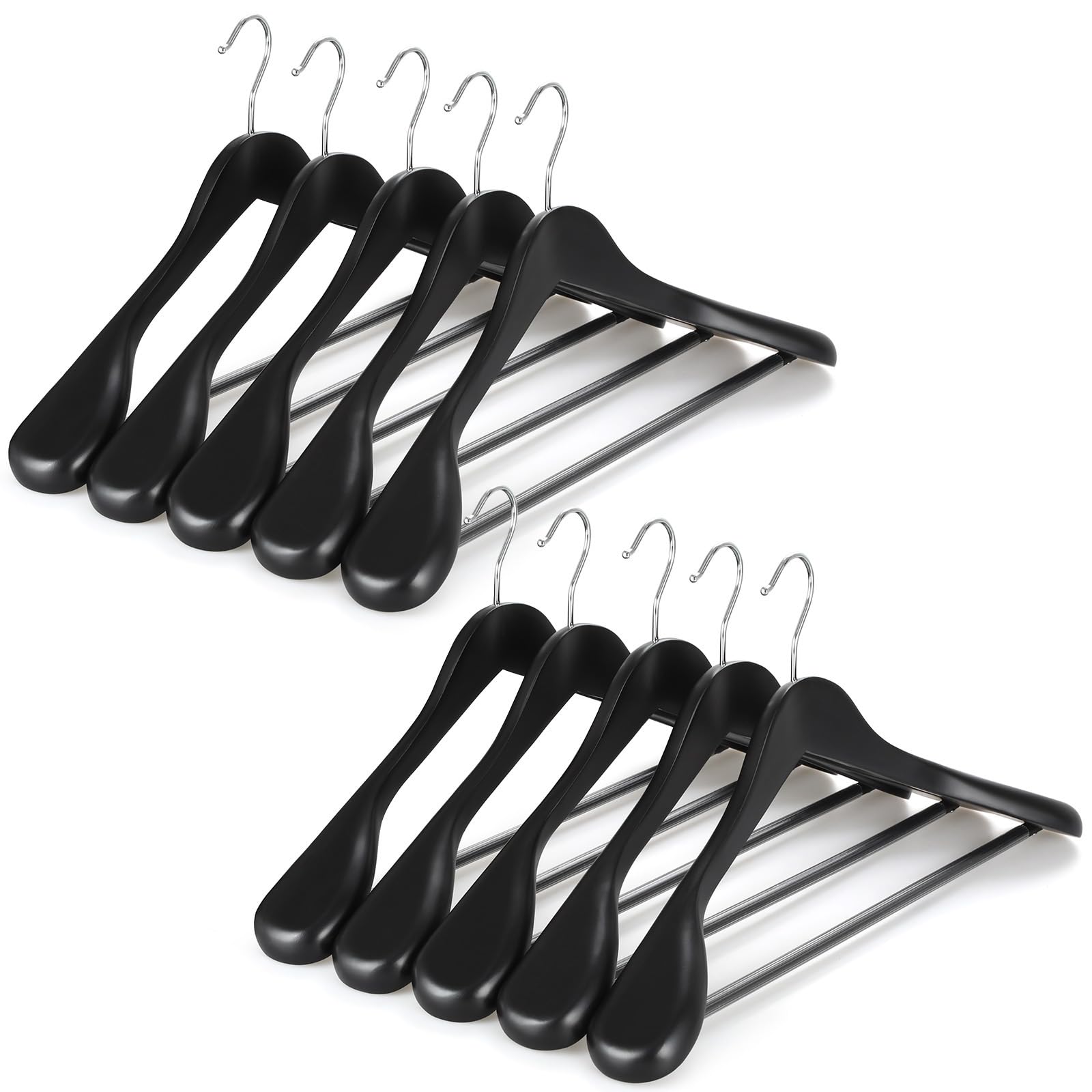 TOPIA HANGER Wide Shoulder Wooden Hangers, Suit Hangers with Non Slip ...