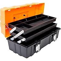 Torin ATRJH-3430T 17" Plastic 3-Layer Multi-Function Storage Tool Box with Tray and Dividers ...