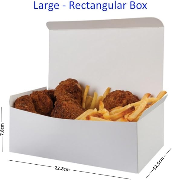 WHITE RECTANGULAR BOXES - FAST FOOD CARDBOARD TAKEAWAY BOX - CAKE SHOP ...