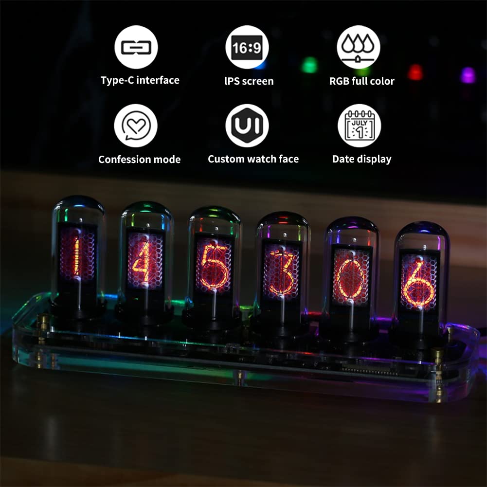 Mua GUAZI STORE Tube Clock,Imitation Nixie Tube Clock DIY Creative ...
