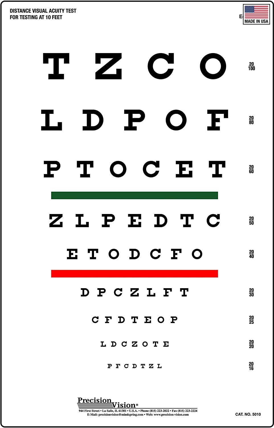 Tabela De Olhos Snellen Teste De Acuidade Visual Barra Vermelha E