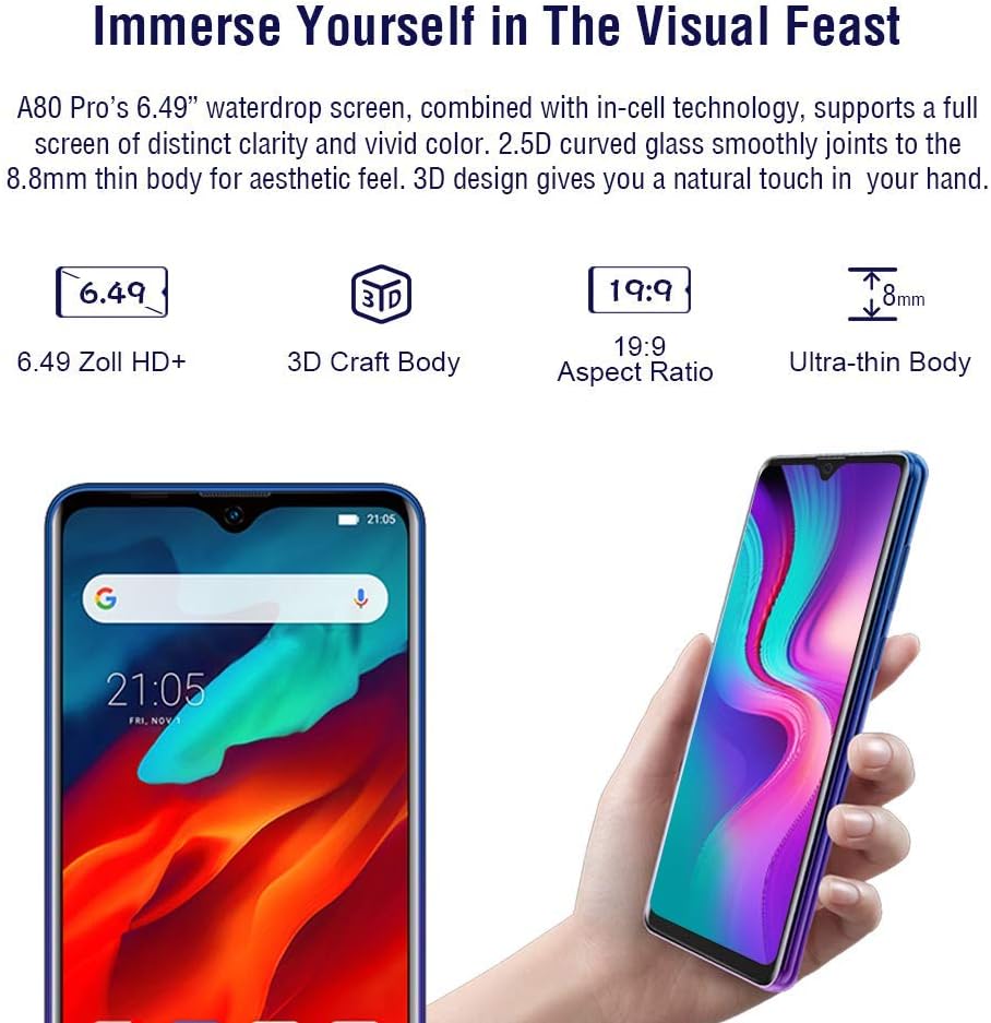 4G Mobile Phone, Blackview A80 Plus Smartphone SIM Free Android 10 ...