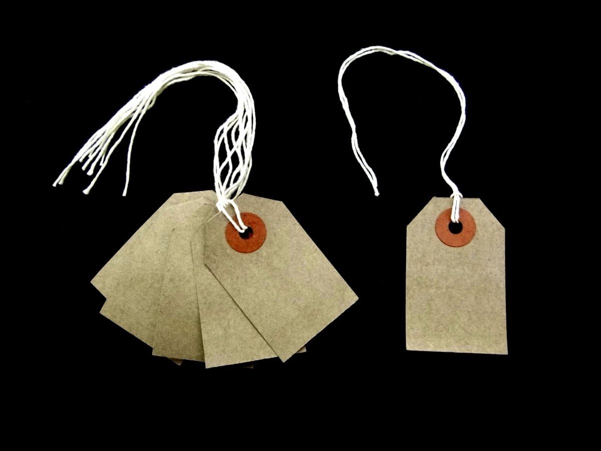 Ivy Brown Buff Strung Tags 54mm x 29mm Luggage Labels Tags Tickets Tie ...