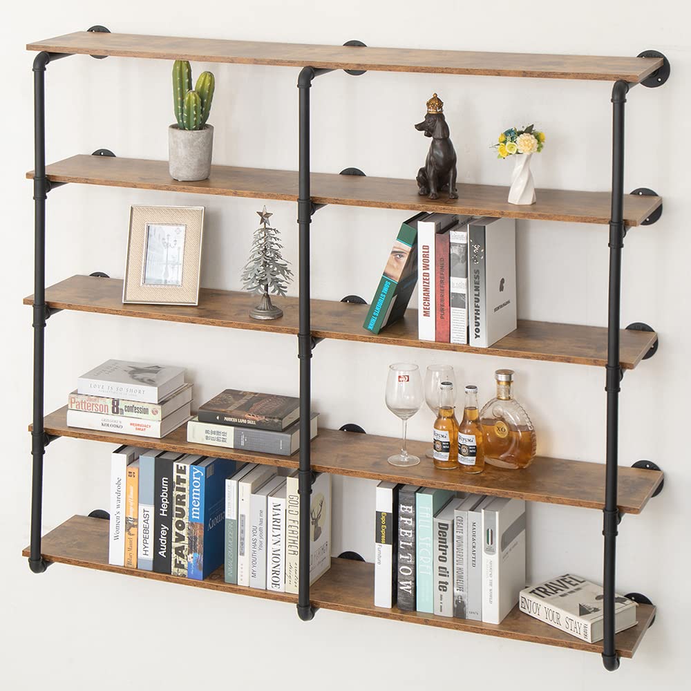 MAIKAILUN 60 inch 5 Tier Industrial Pipe Shelving, Wall Mounted Pantry ...