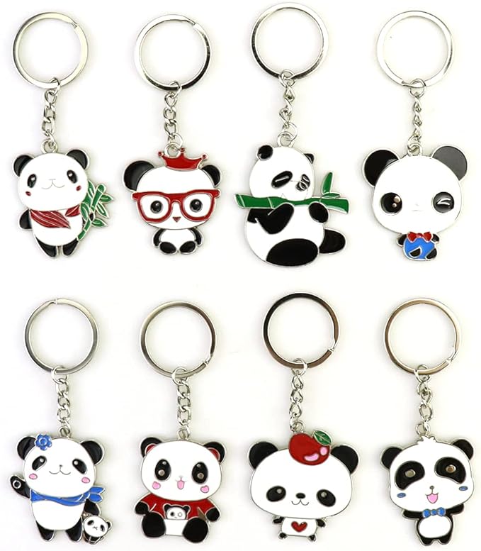 Panda Keychain - Funny Keychain, 8 Pcs Alloy Cute Kawaii Key ...