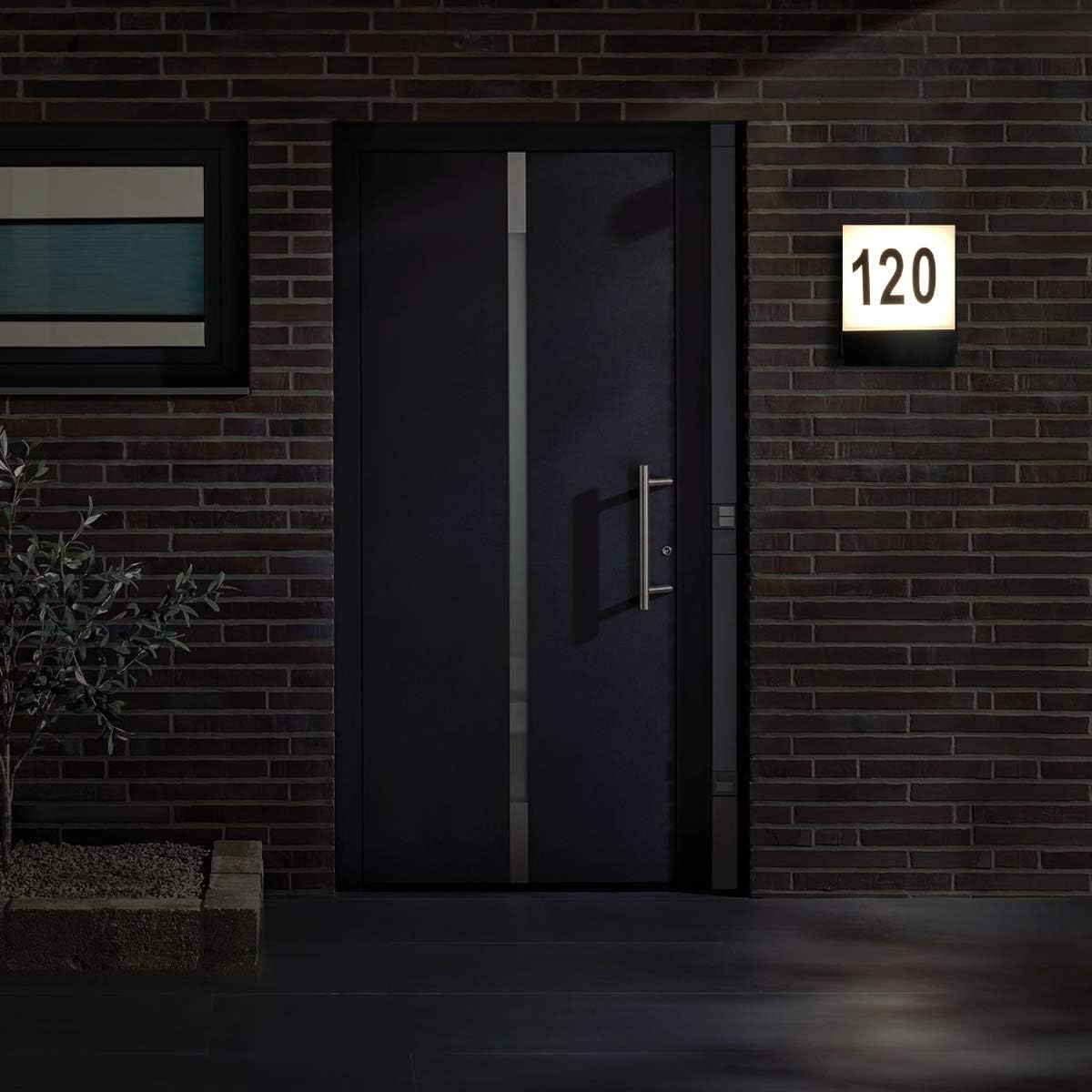 CGC Black Outdoor LED Door Number Sign Light Photocell Porch Doorway ...