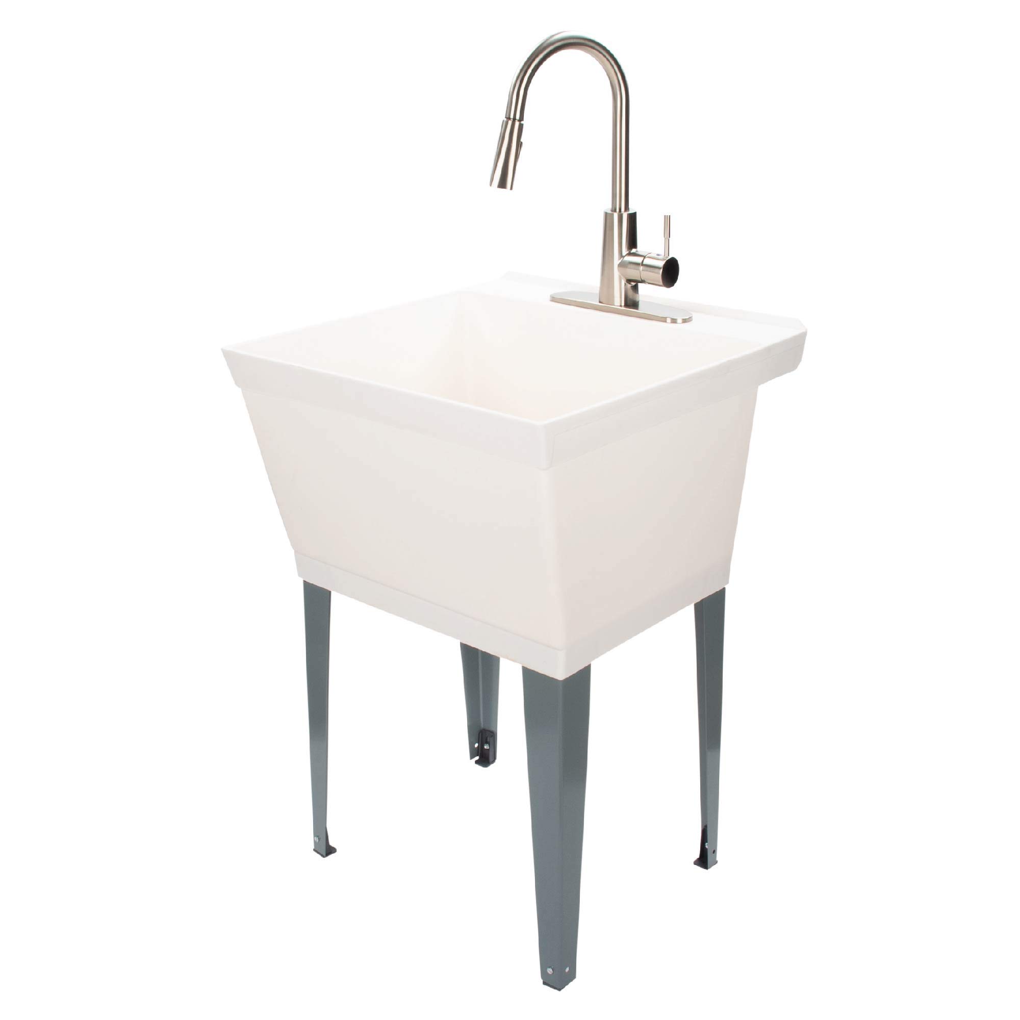 JS Jackson Supplies White Utility Sink Laundry Tub with High Arc ...