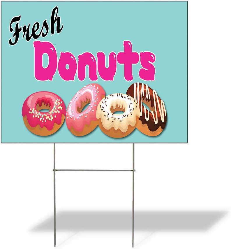 Amazon.com : Plastic Weatherproof Yard Sign Doughnut Desserts Fresh ...