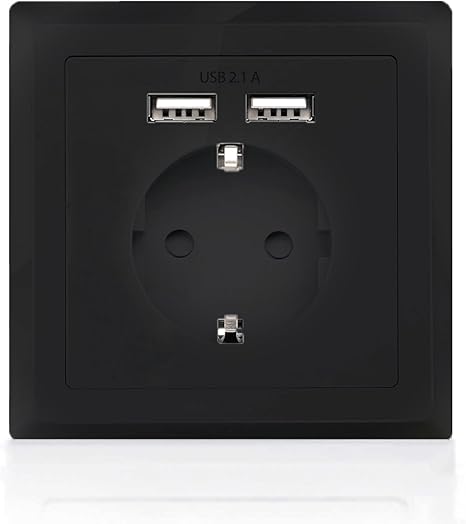 Prise murale uSB avec 2 ports uSB, 230 v, noir, 220 v pour recharger ...
