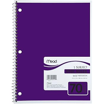 Amazon.com : Mead Spiral Notebook, 1-Subject, 70-Count, Wide Ruled ...
