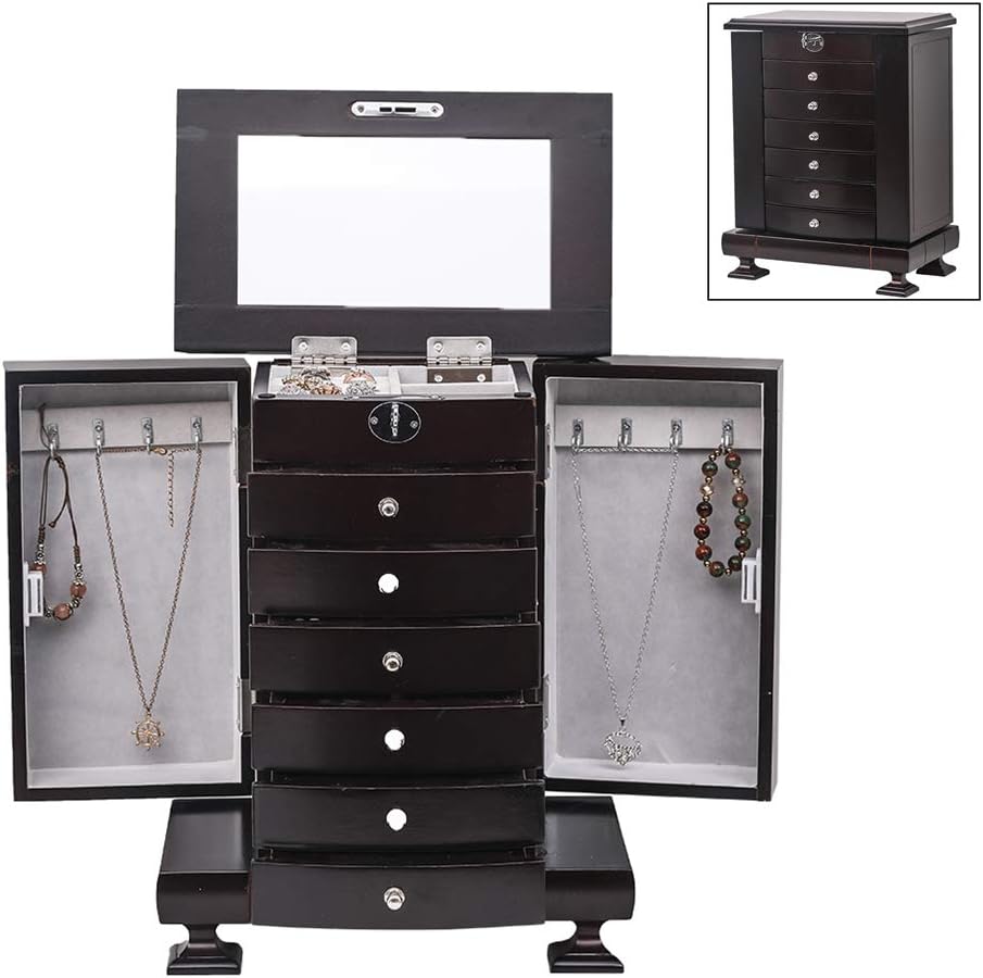 Amazon.com: Wooden Handcrafted Jewelry Box, Earrings, Rings and ...