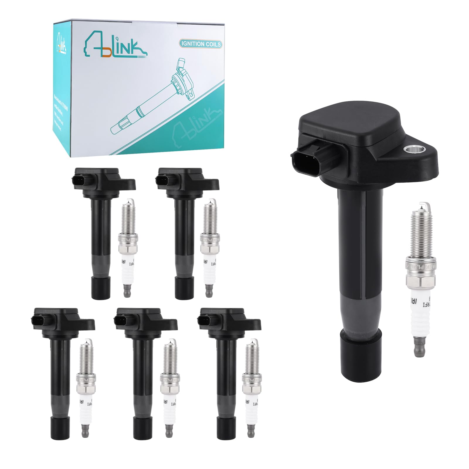 AULINK UF603 Ignition Coil Pack Set of 6 & 97390 Spark Plugs 3.5L 3.7L For Acura MDX RDX RL TL ...