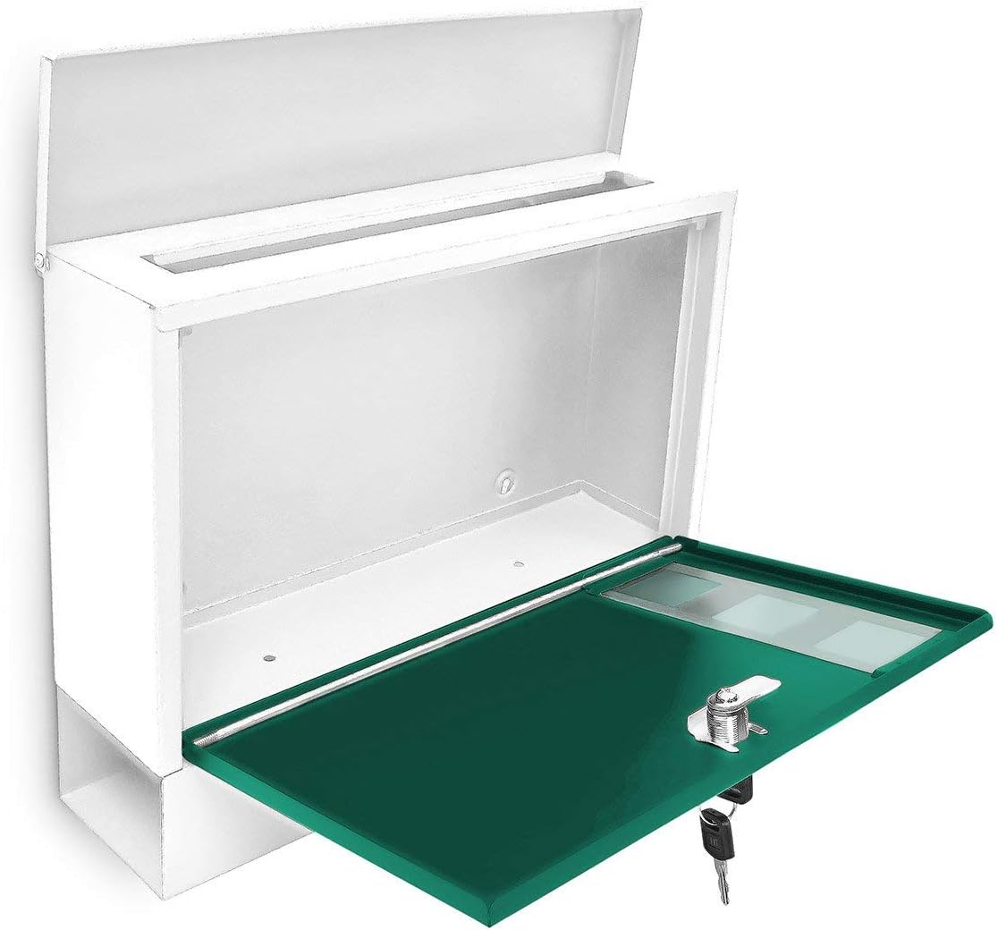 Relaxdays Modern Two Coloured Mailbox Letterbox Lockable with Two Keys ...