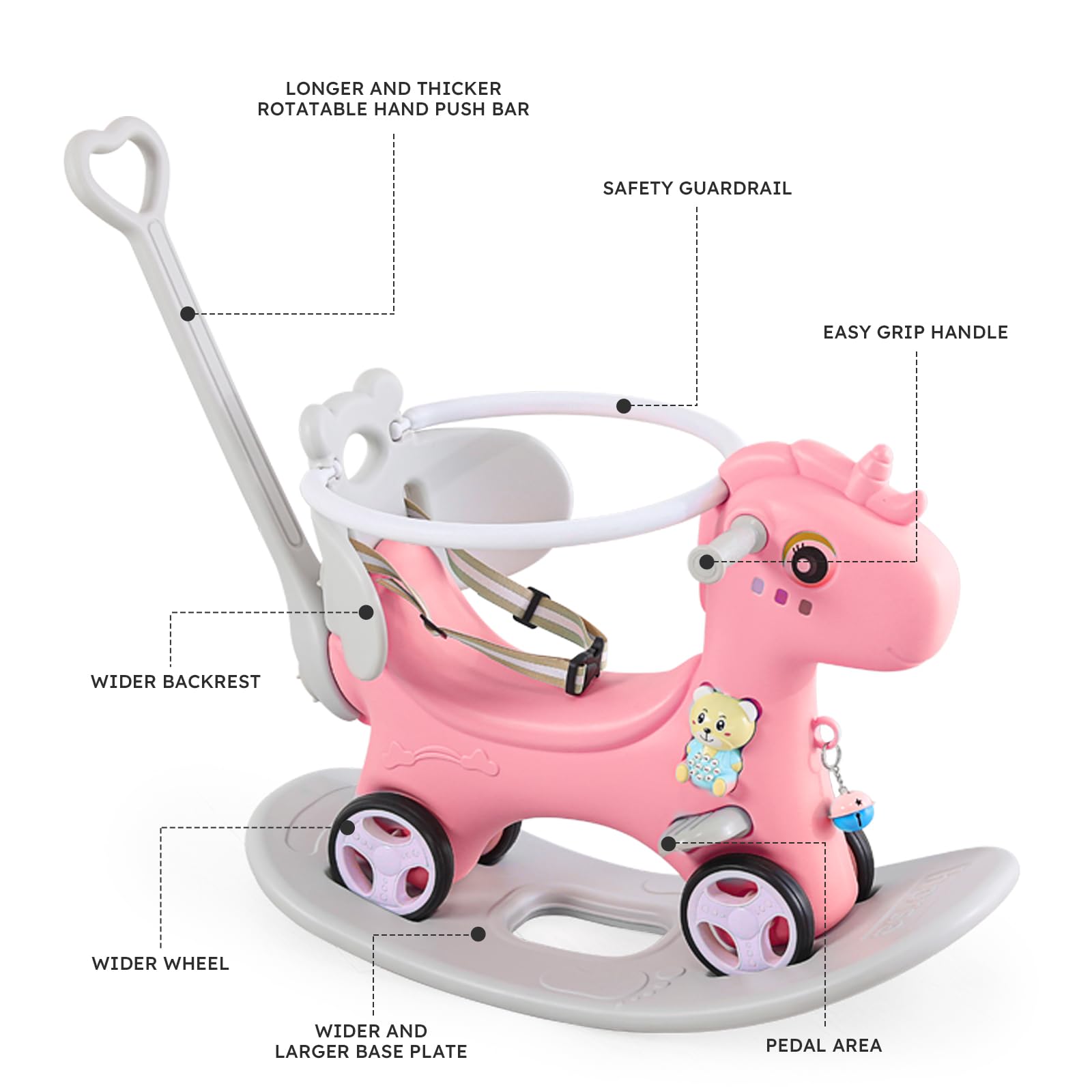 4 in 1 Rocking Horse for Toddlers 1-3 Years Old, Balance Bike Ride On ...