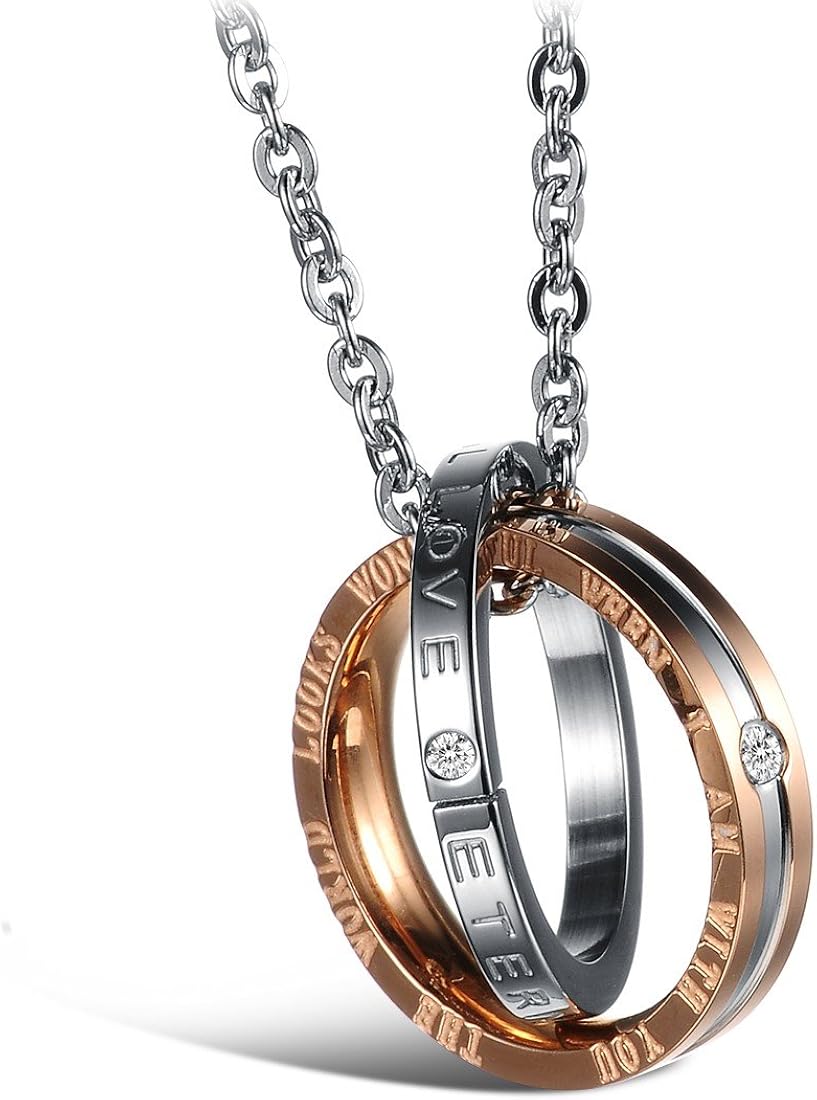 QueenDer Jewellery Matching Necklaces Stainless Steel Interlocking ...