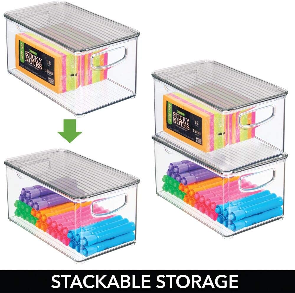 mDesign Plastic Storage Bin with Integrated Handles and Lid – Home ...
